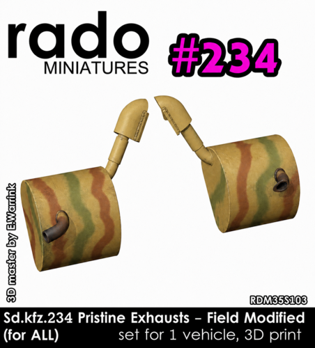 NEW! Rado Miniatures 35S103 Sd.Kfz. 234 - Pristine Exhausts Field Modified (Cut Pipes / 3D-Printed)