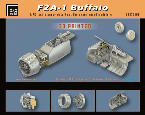 NEW! SBS Model 72100 Brewster F2A-1 Buffalo - Superdetail Set (for Hasegawa & Hobby 2000 Kits / Resin + 3D-Printed + PE Parts)