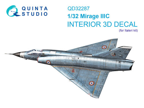 NEW! Quinta Studio QD32287 Dassault Mirage III C - 3D-Printed & Coloured Interior on Decal Paper (for Italeri Kits)