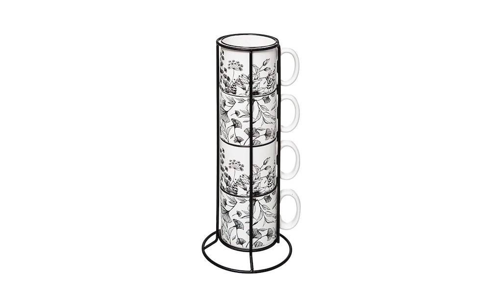 Set 4 šoljice na stalku Floral