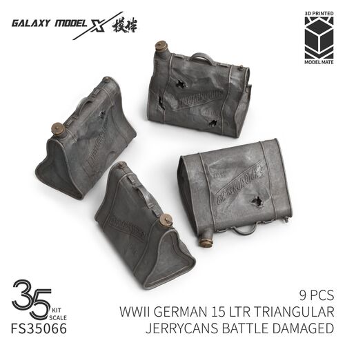 NEW! Galaxy-Model FS35066 German WWII 15 L Triangular Jerrycans Battle Damaged (9 pcs / 3D-Printed)
