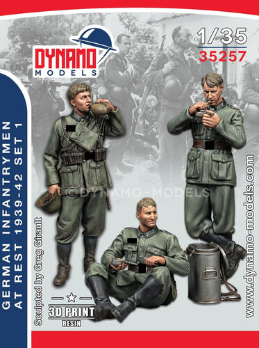 NEW! Dynamo-Models 35257 German Infantrymen at Rest 1939-1942 Set 1 (3 Figures / 3D-Printed