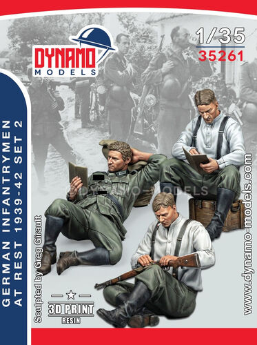 NEW! Dynamo-Models 35261 German Infantrymen at Rest 1939-1942 Set 2 (3 Figures / 3D-Printed)