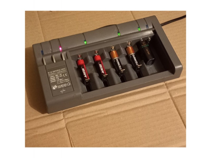 Univerzalni punjač baterije u radu - AA, AAA, C, D, 9V