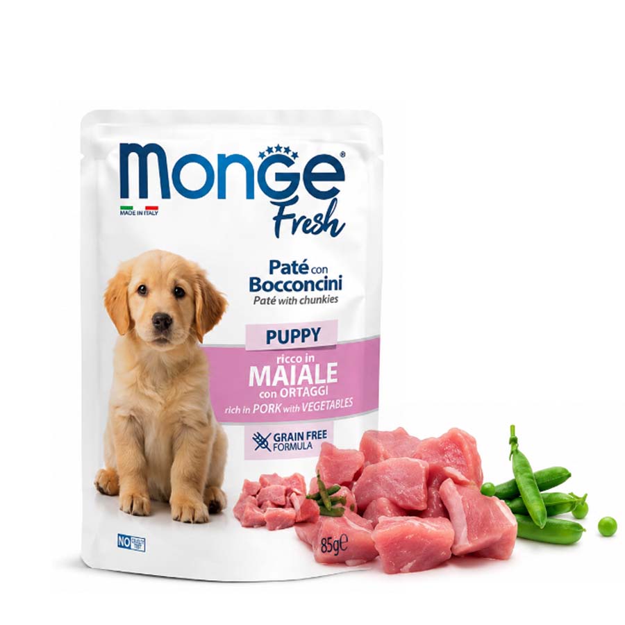 Monge Fresh Puppy Pate sa Komadićima Svinjetine i Povrća - 85g