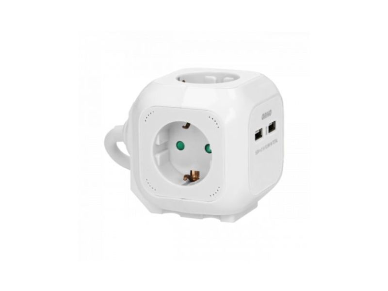 PRENOSNA PRIKLJUČNICA BELA (KOCKA) 4X SUHO UTIČNICE + 2X USB ,1.4 M KABLA OR-AE-13144(GS)/W