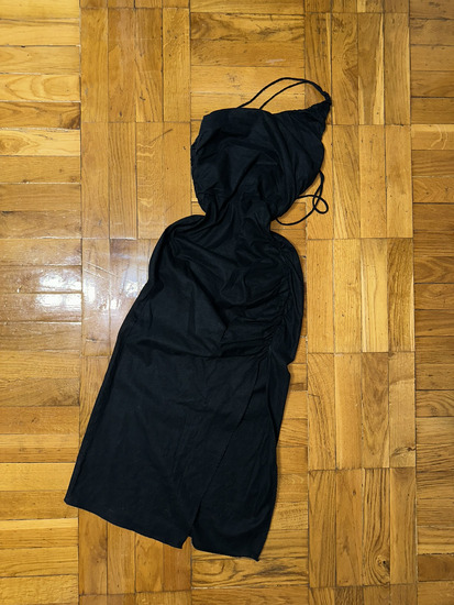 Zara asimetrična midi haljina od mešavine lana