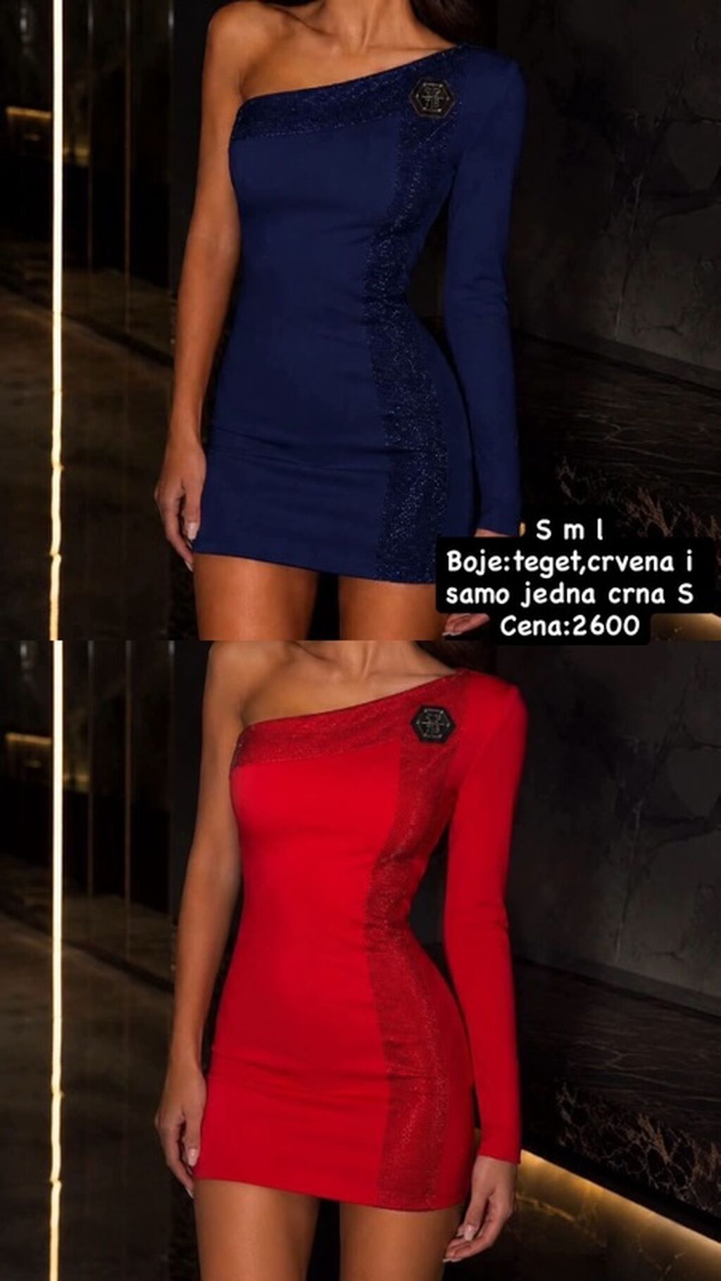 Elegantna mini haljina na jedno rame - Kroj: uska silueta, mini