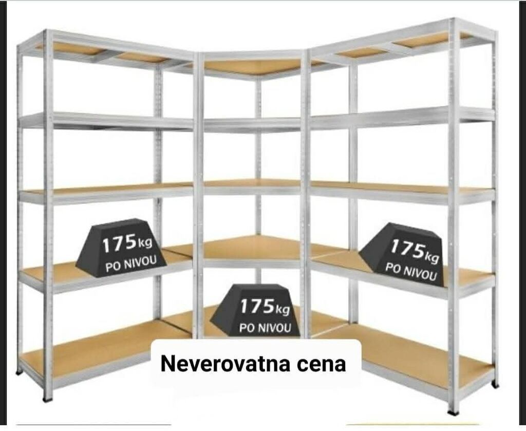 Metalne skladišne police + ugaona polica – teške nosivosti - Tip