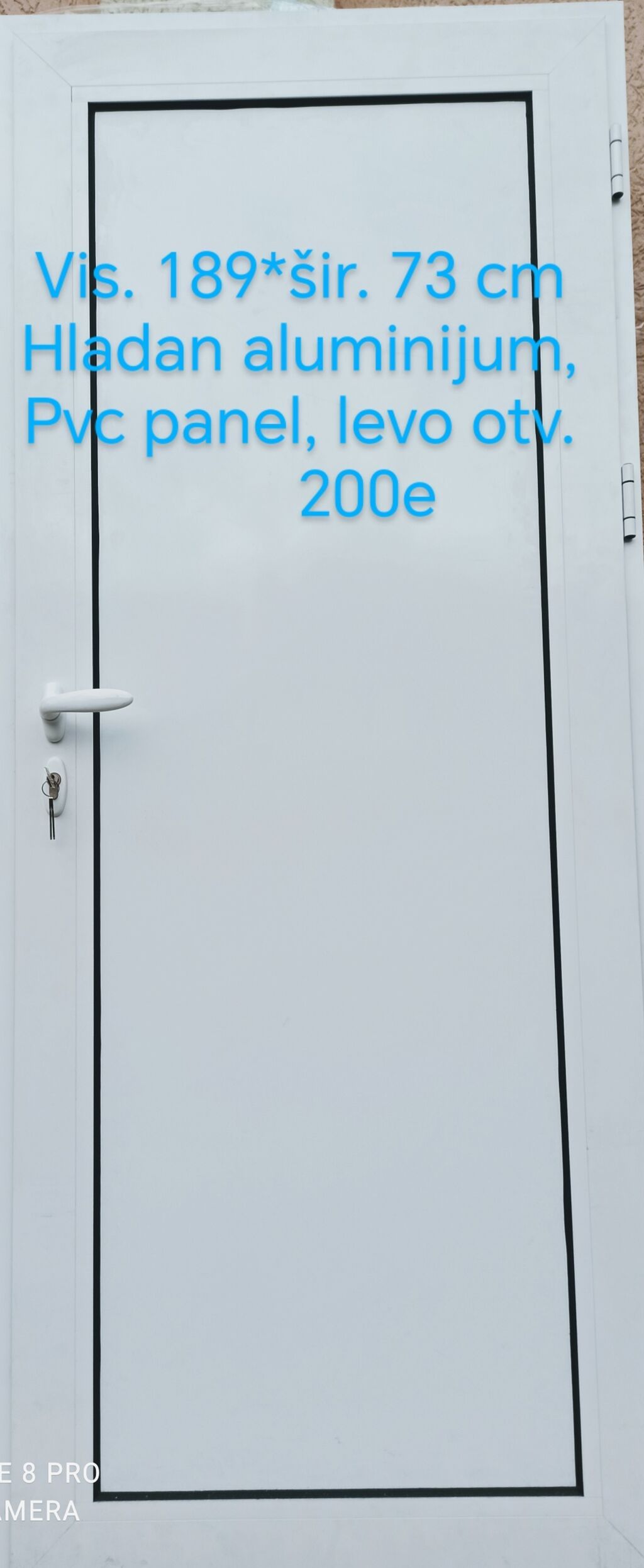 Aluminijumska spoljašnja vrata sa PVC panelom - Dimenzije: visina 189