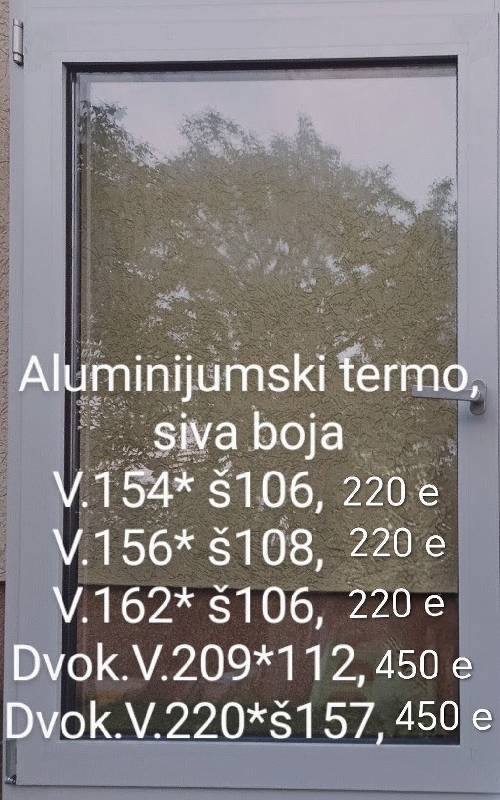 Aluminijumski termo prozori – siva boja Dostupne dimenzije i cene
