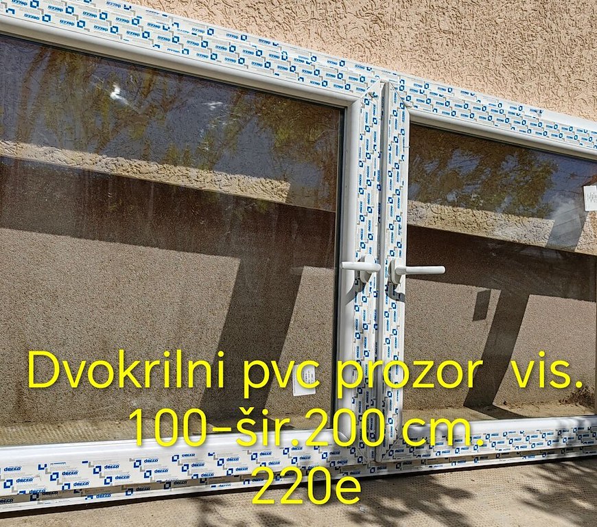 Dvokrilni PVC prozor - Dimenzije: visina 100 cm, širina 200 cm -