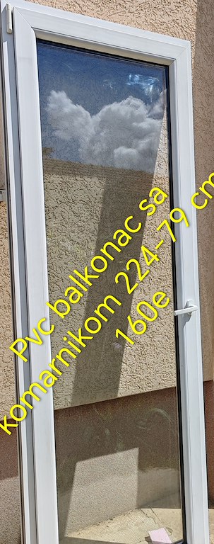 PVC balkonska vrata sa komarnikom - Materijal: PVC ram, bela boja -