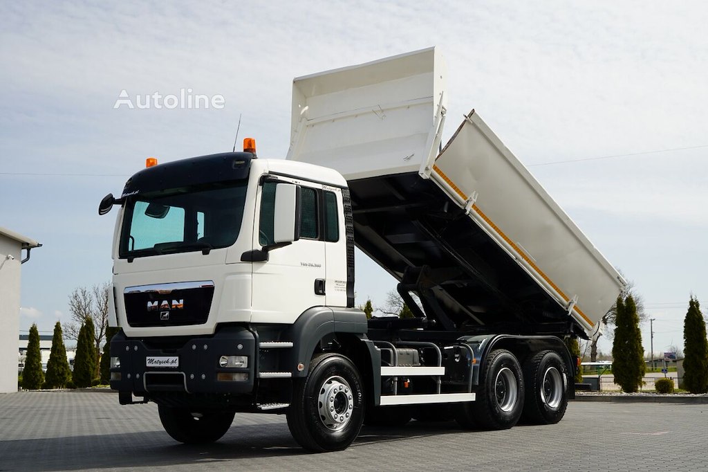 MAN TGS 26.360 / 6X4 / 2 STRONNA WYWROTKA / HYDROBURTA / BORDMATIC M kiper