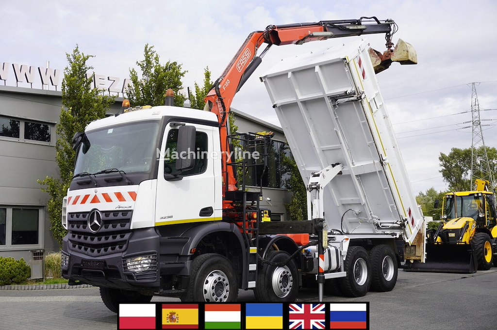 Mercedes-Benz Arocs 3236 8×4 / 90 tho. km / Fassi F155A.0.22 / remote control kiper