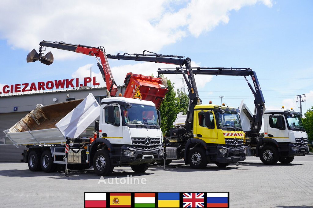 Mercedes-Benz Arocs 2636 6×4 / 100 tho. km! / HIAB crane / rotator / 3-way tip kiper