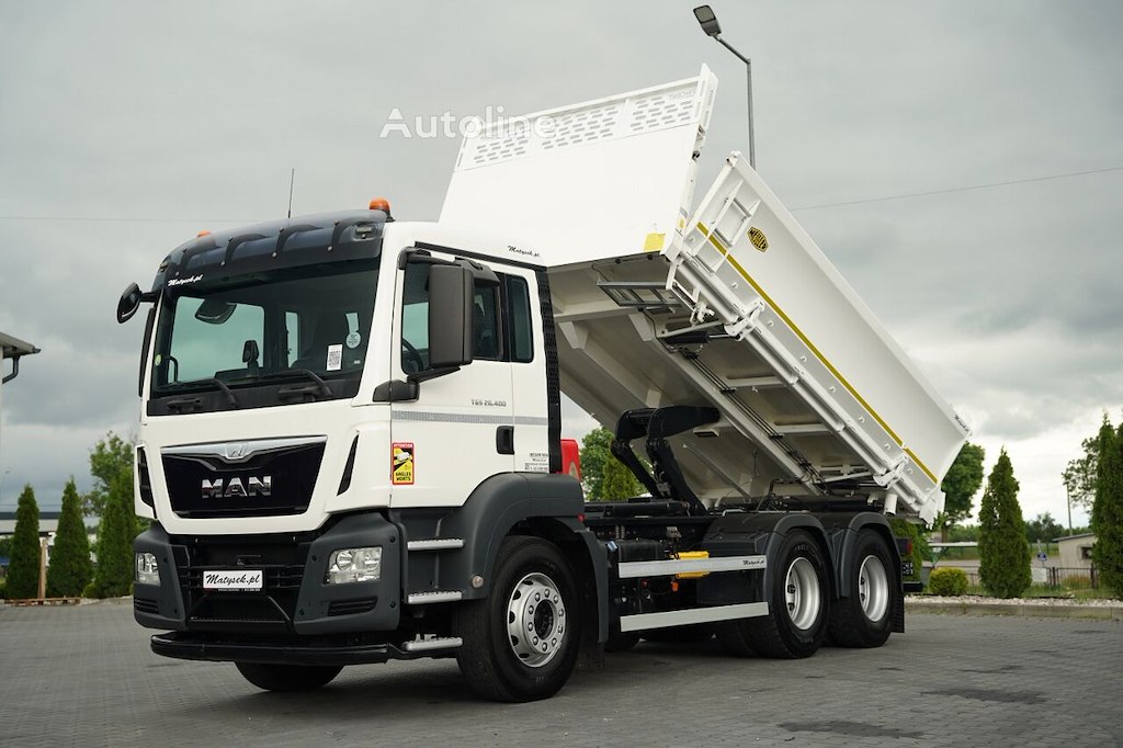 MAN TGS 26.400 / 6X4 / 2 STRONNA WYWROTKA / HYDROBURTA / AUTOMAT / E kiper