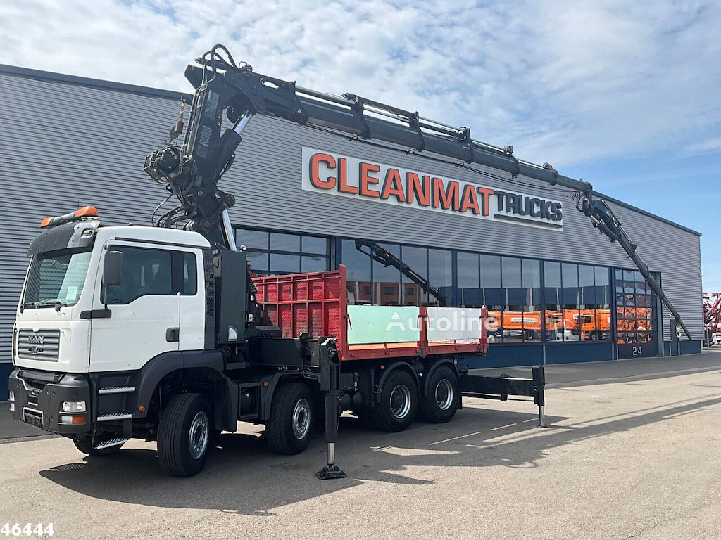 MAN TGA 41.363 8x4 Manual Full steel Hiab 80 Tonmeter laadkraan + Fl kamion s ravnom platformom