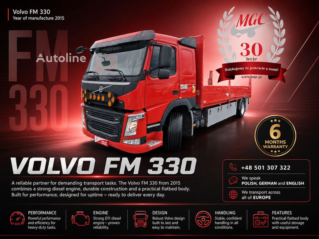 Volvo FM 330 / HDS HIAB / 1 OWNER kamion s ravnom platformom