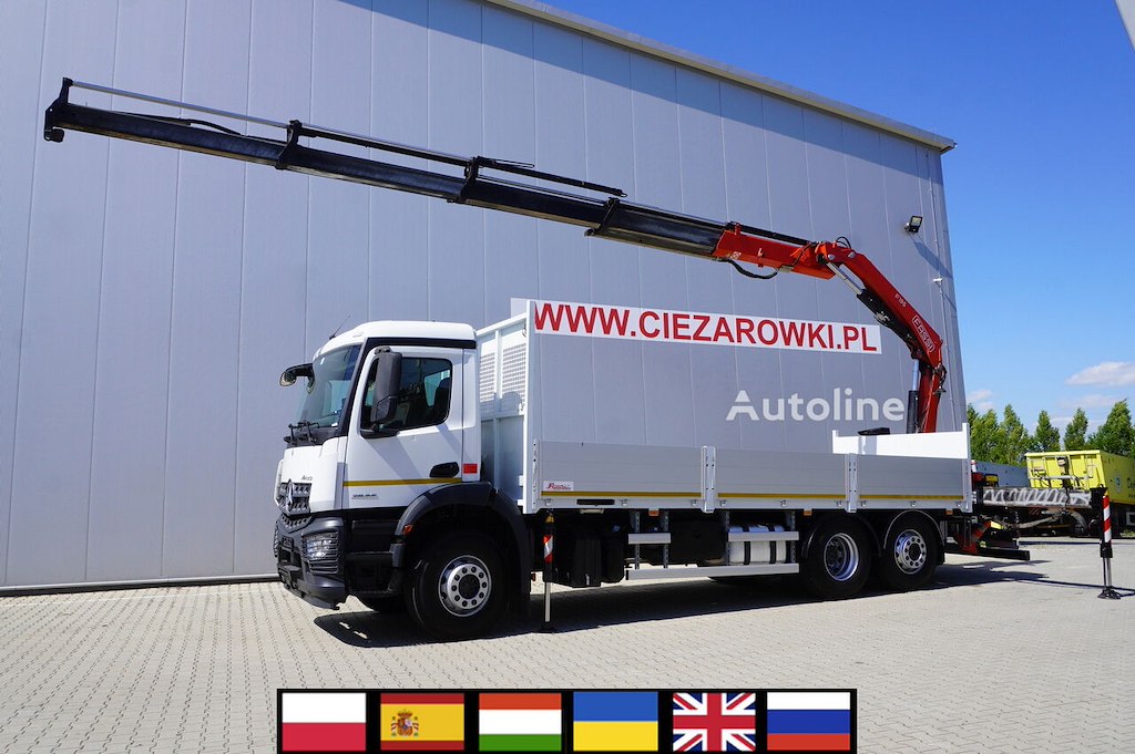 Mercedes-Benz Arocs 2536 6x2 / 200 tho. km / Fassi F195 crane / Rotator / Pilo kamion s ravnom platformom