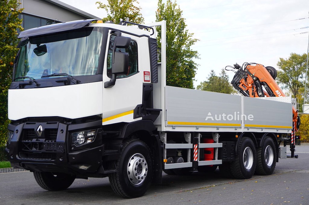 Renault C380 Comfort 6x4 / Atlas 172.3E crane / Range 12.3 m / capacity kamion s ravnom platformom