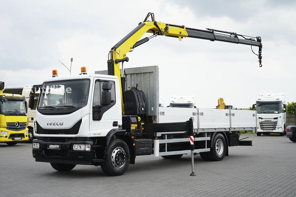 IVECO EUROCARGO / 180-250 / SKRZYNIOWY + HDS / HYVA HC - 153 / ROTATOR kamion s ravnom platformom