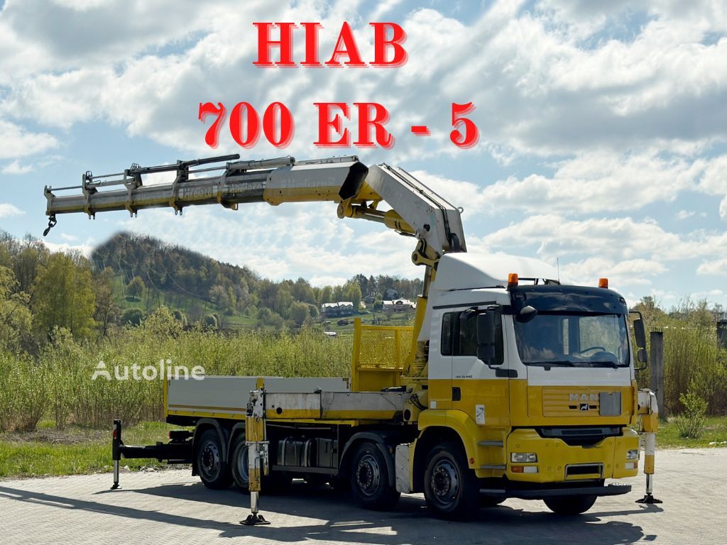 MAN TGA 35.440 * HIAB 700 - 5 + FUNK / 8x2 * TOP kamion s ravnom platformom
