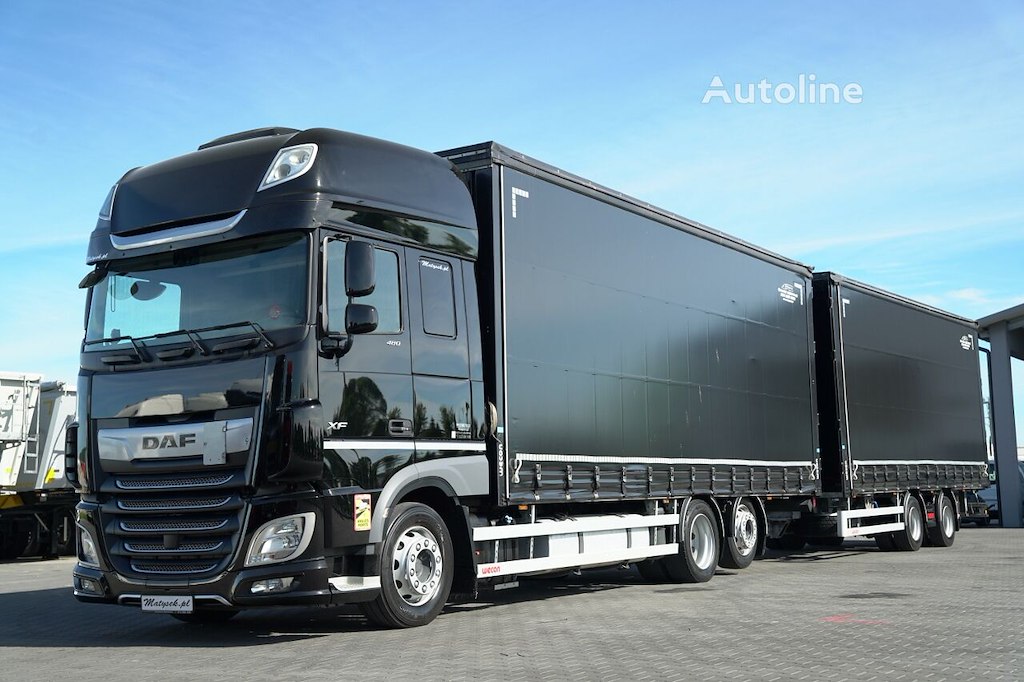 DAF XF 480 kamion sa klizna zavesa cerada + prikolica sa kliznom ceradom