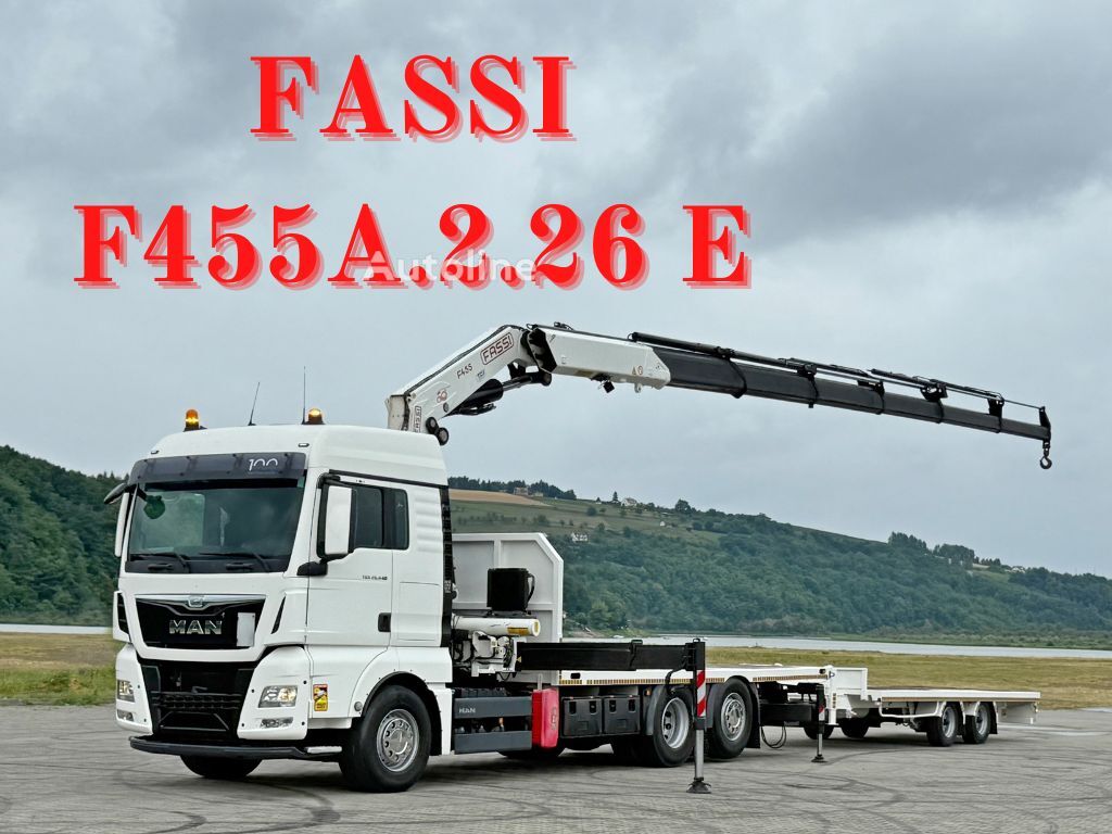 MAN TGX 26.440 * FASSI F455A.2.26E + FUNK + Anhänger kamion platforma + prikolica platforma