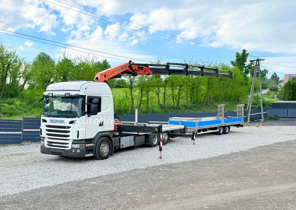 Scania G400 kamion platforma + prikolica sa ravnom platformom