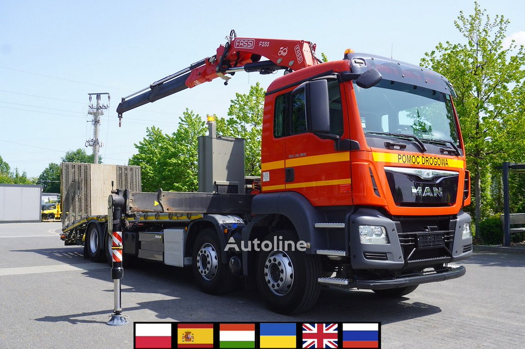 MAN TGS 35.360 E6 8×2 / FASSI F235A.2.22 crane / remote control šlep auto