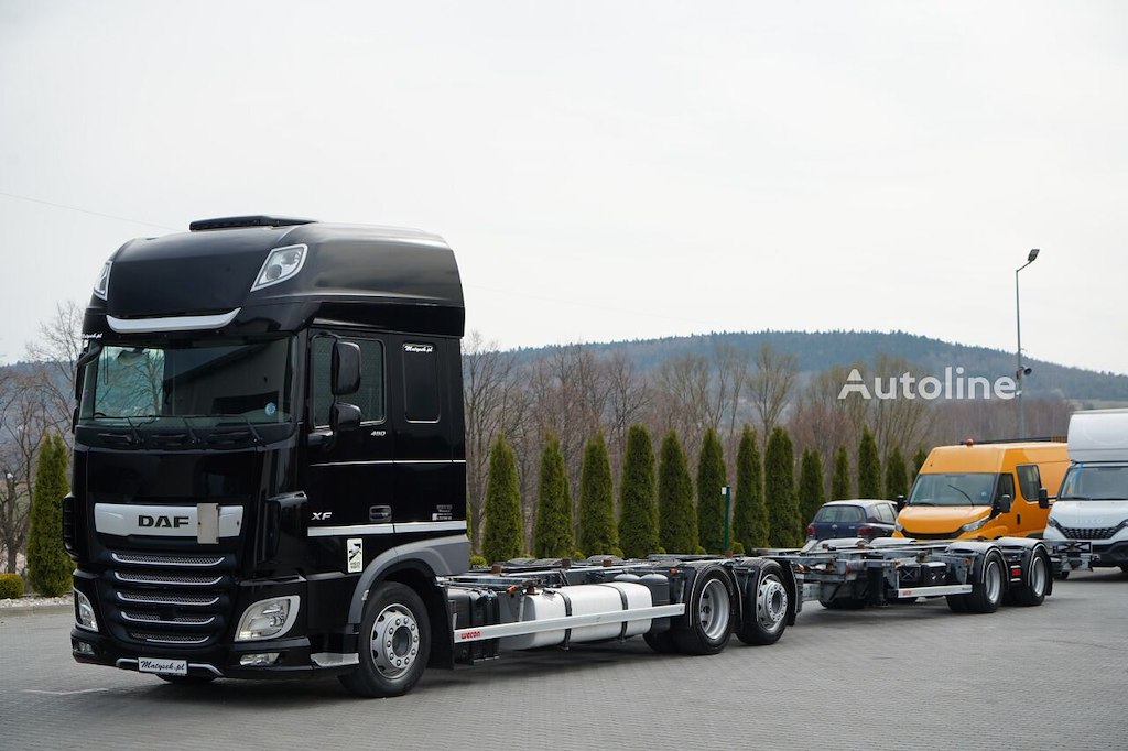DAF XF 480 / BDF / 6X2 / ZESTAW TANDEM / SSC / I-PARK COOL / OŚ PODN vozilo za prevoz kontejnera + prikolica za kontejnere