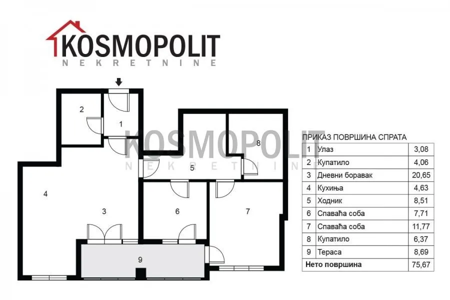 Prodaja, trosoban stan, 76m², Centar, Pančevo
