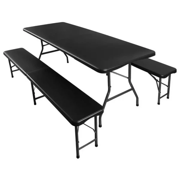 Gardlov Sklopivi Plastični Sto sa Klupama Crni 180cm ( 2063 )