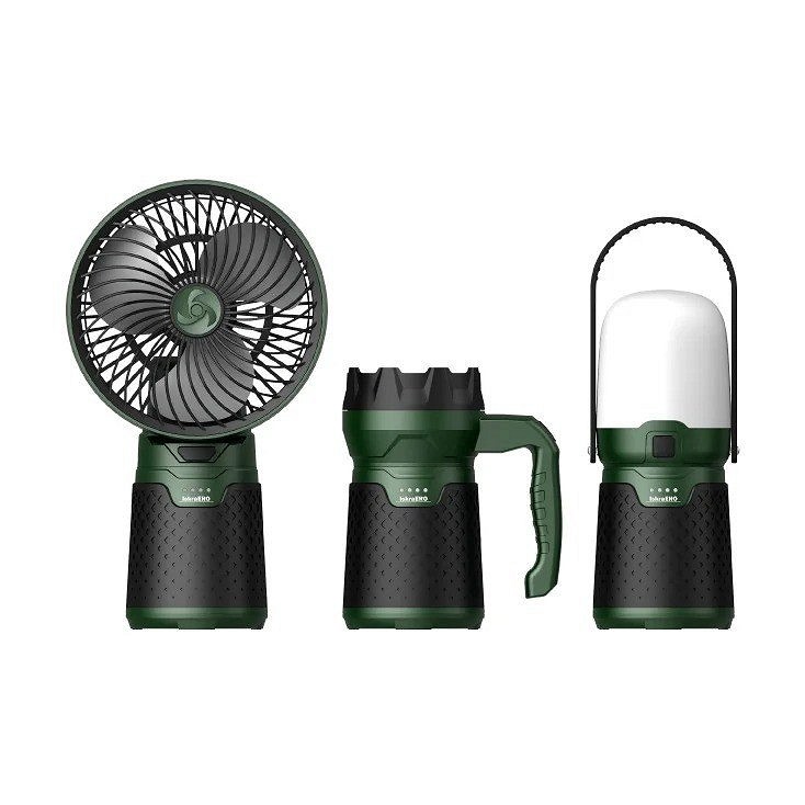 BATERIJSKI PUNJIVI SET ZA KAMPOVANJE LAMPE I VENTILATOR