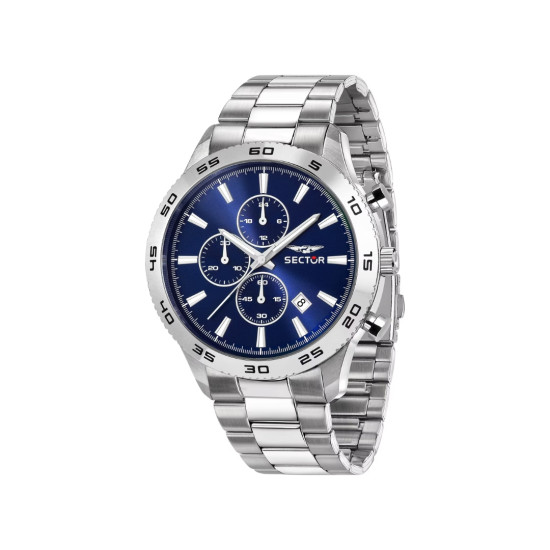 Sector R3273778011 muški sat Chronograph Classic Sport Silver Stainless Steel Sunray Blue Dial 45mm