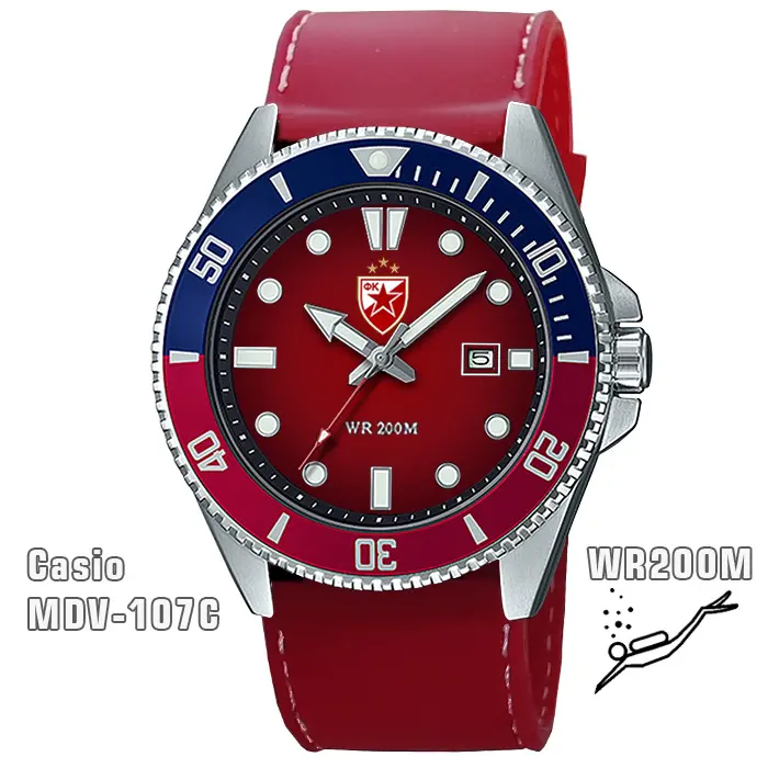 FK CRVENA ZVEZDA ručni sat Casio MDV-107C (mali grb)