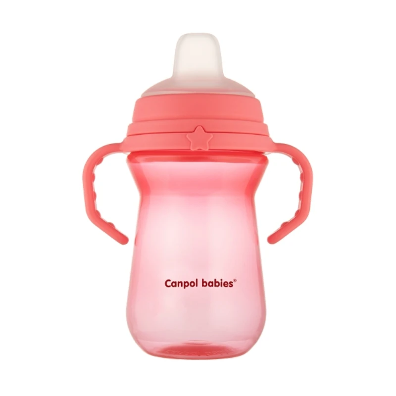 Canpol Babies šolja sa silikonskim kljunom 250ml, Roze