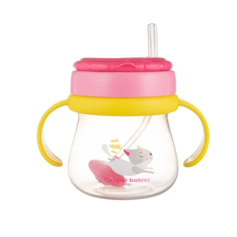 Canpol Babies šolja sa slamčicom Cat, 250ml