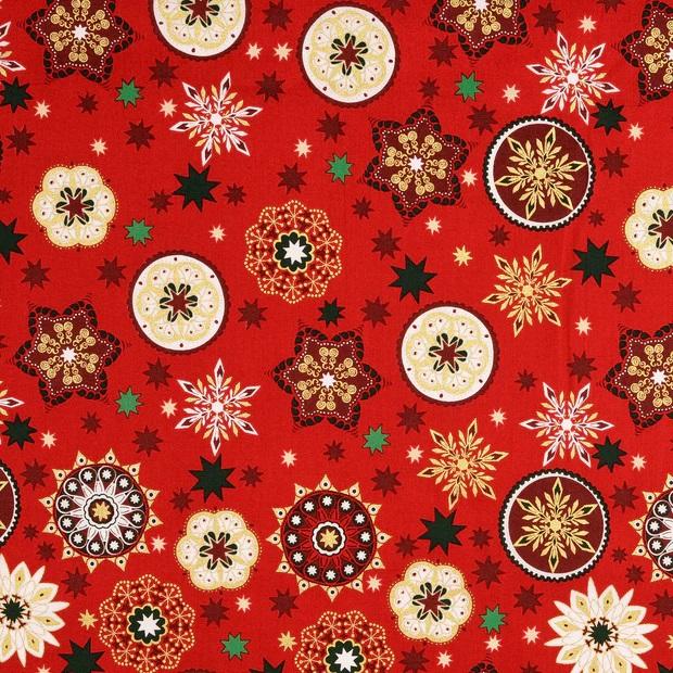 Puplin Božićni ornamenti | metalik | crvena | 100%CO