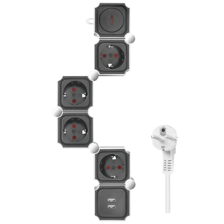 LOGILINK 4xSchuko + 2xUSB Fleksibilni produžni kabl 1.5m