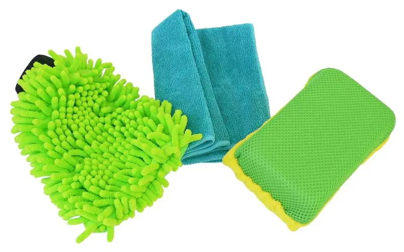CARCO Set za čišćenje mikrofiber krpa + sunđer + rukavica