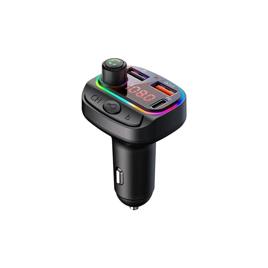FM Transmiter i punjač Kettz Paya Bluetooth/2xUSB QC3.1/Type-C/LED