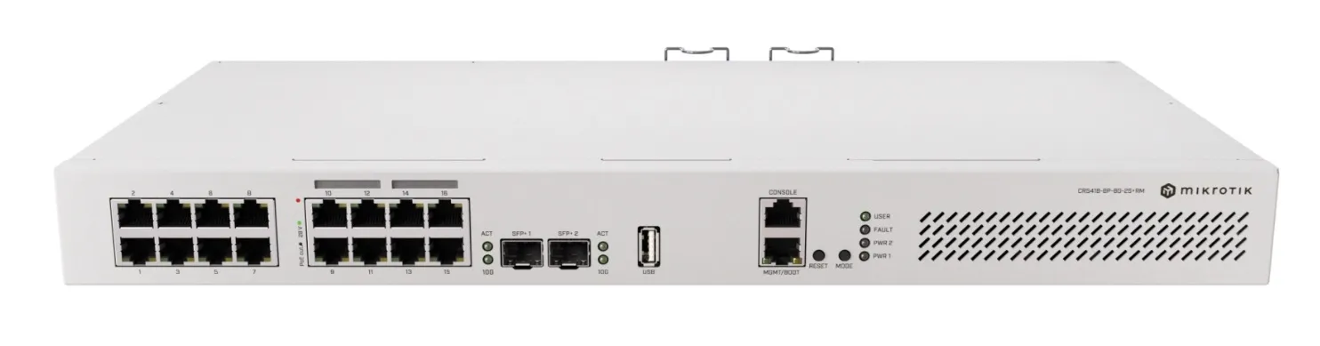 MikroTik CRS418-8P-8G-2S+RM Switch, 16Giga-8x PoE, 2x SFP+