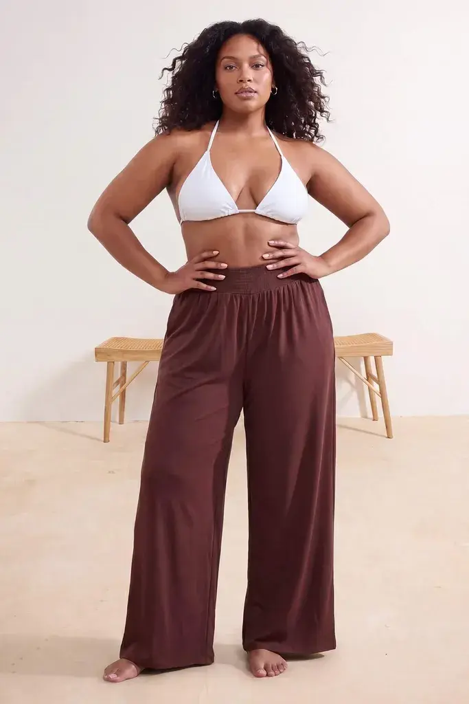 Trendyol Curve Ženske pantalone Tbbss25Ar00000, Braon