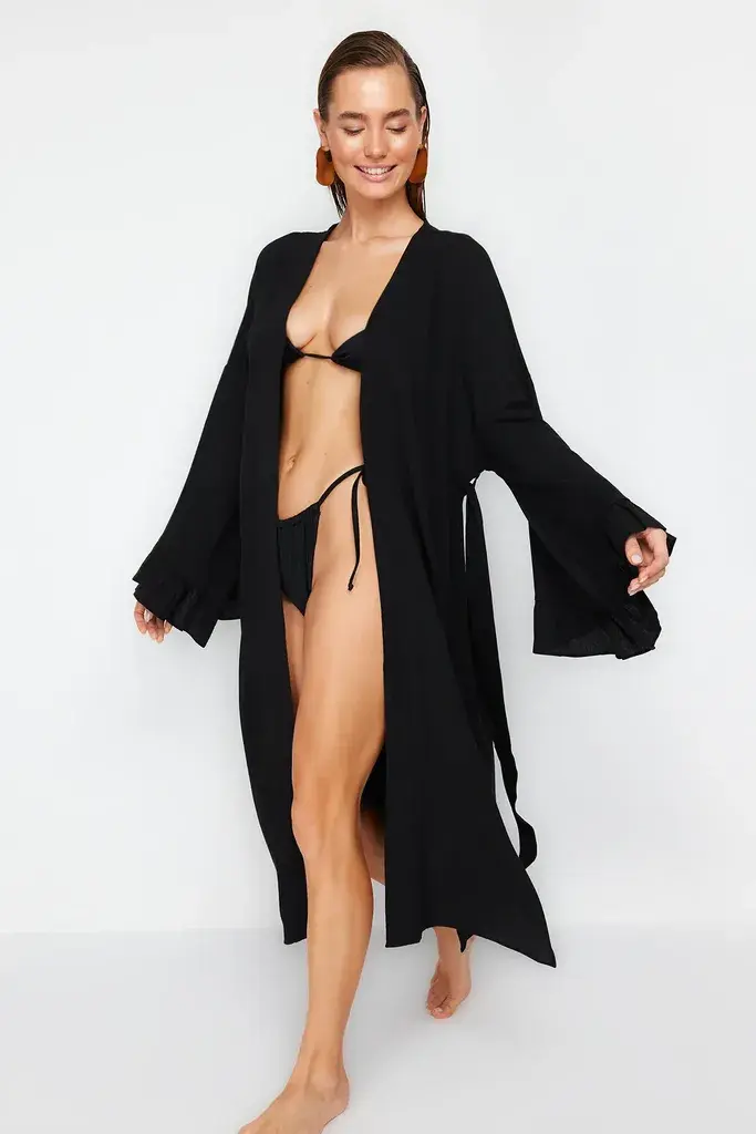 Trendyol Milla Ženski kimono Tbess24Km00026, Crni