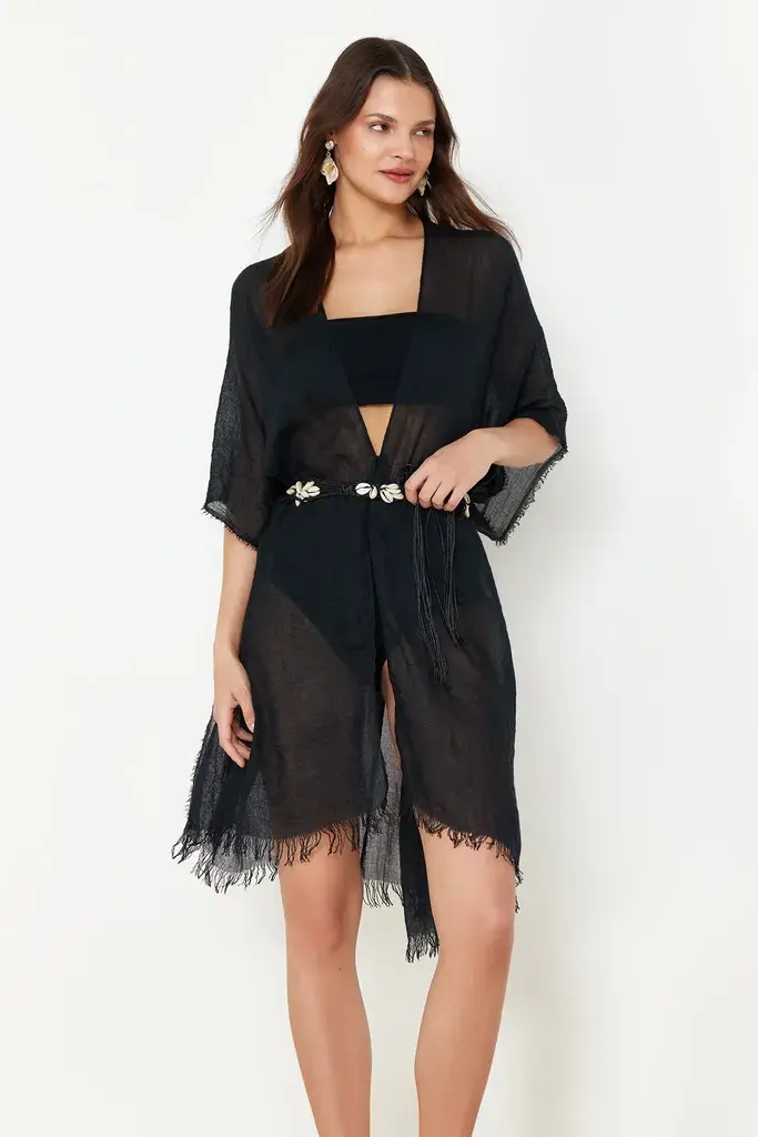 Trendyol Milla Ženski kimono Tbess24Km00057, Crni