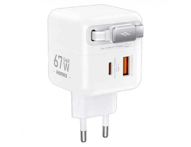 Remax Dolly Punjač za mobilni telefon USB A/C 67W beli