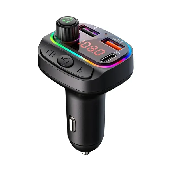FM Transmiter i punjač Kettz Paya Bluetooth/2xUSB QC3.1/Type-C/LED