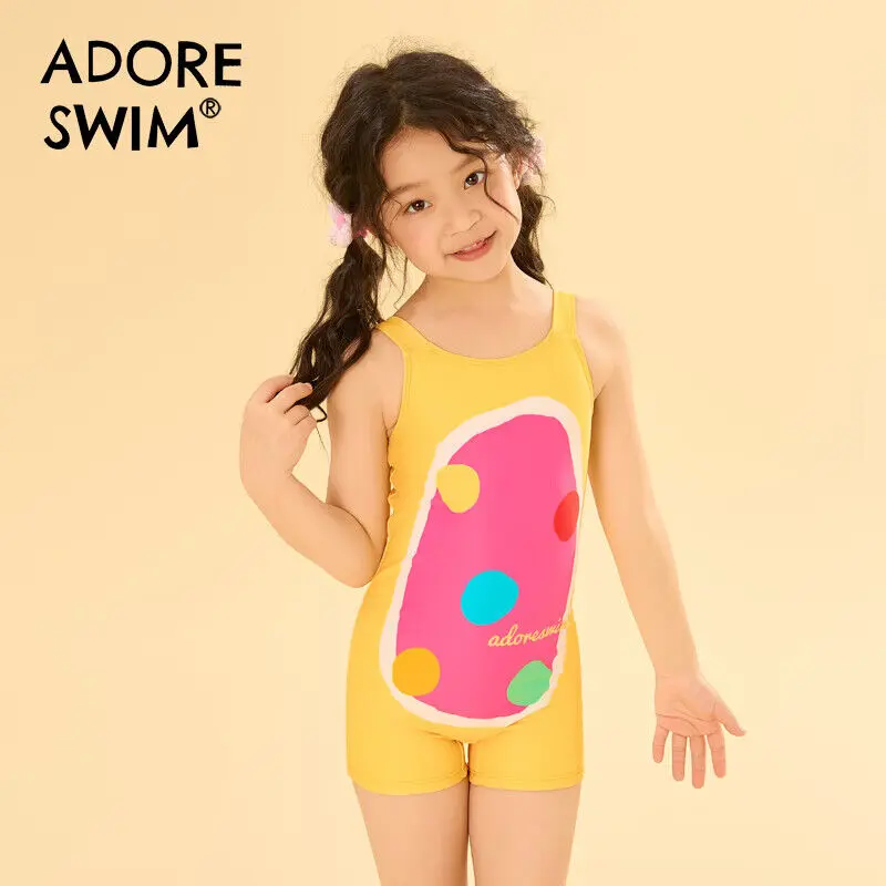 Adoreswim Jednodelni kupaći kostim za devojčice, Žuti